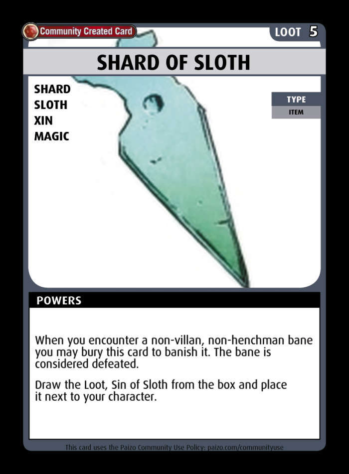Shard Of Sloth - Custom Card - Paizo | Pathfinder Adventure Card Game ...