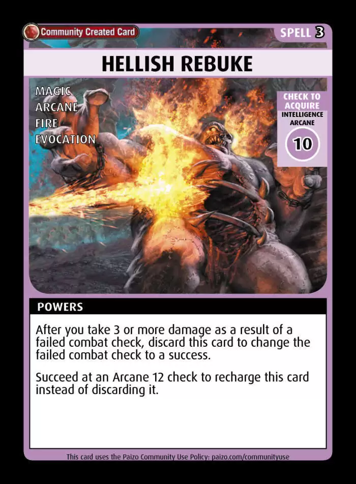 Hellish Rebuke - Custom Card - Paizo | Pathfinder Adventure Card Game ...