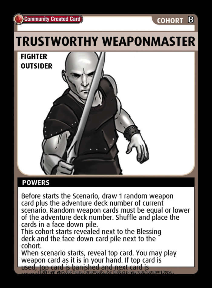 Trustworthy Weaponmaster - Custom Card - Paizo | Pathfinder Adventure ...