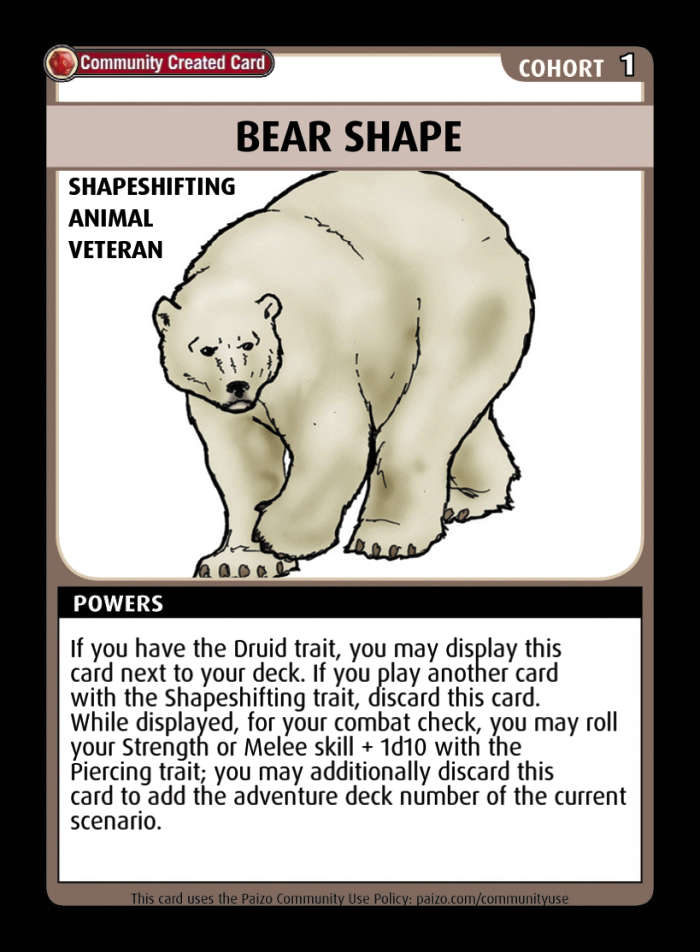 Bear Shape - Custom Card - Paizo | Pathfinder Adventure Card Game ...
