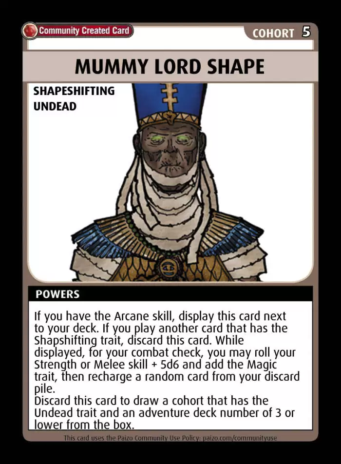 Mummy Lord Shape - Custom Card - Paizo | Pathfinder Adventure Card Game ...
