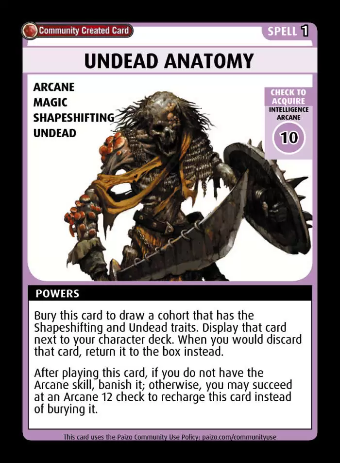 Undead Anatomy - Custom Card - Paizo | Pathfinder Adventure Card Game ...