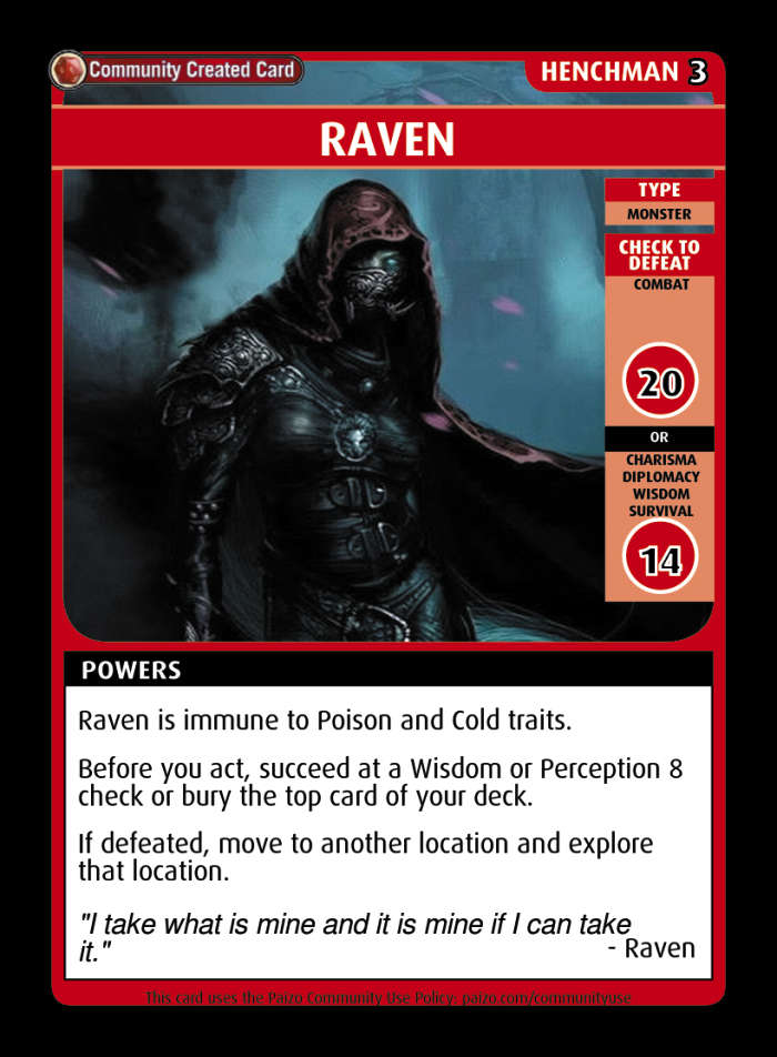 Raven - Custom Card - Paizo | Pathfinder Adventure Card Game Community ...