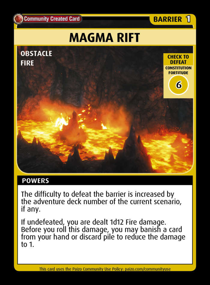 Magma Rift - Custom Card - Paizo | Pathfinder Adventure Card Game ...