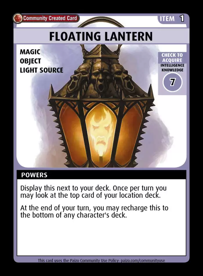 Floating Lantern - Custom Card - Paizo | Pathfinder Adventure Card Game ...