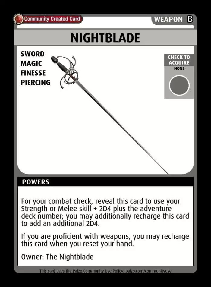 Nightblade - Custom Card - Paizo | Pathfinder Adventure Card Game ...
