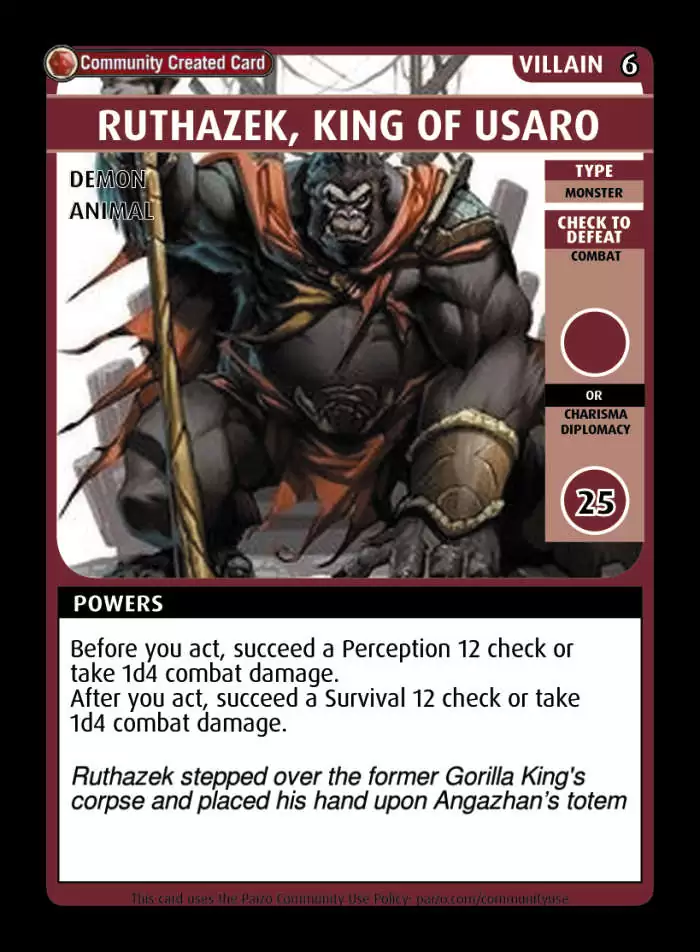 Ruthazek, King Of Usaro - Custom Card - Paizo | Pathfinder Adventure ...