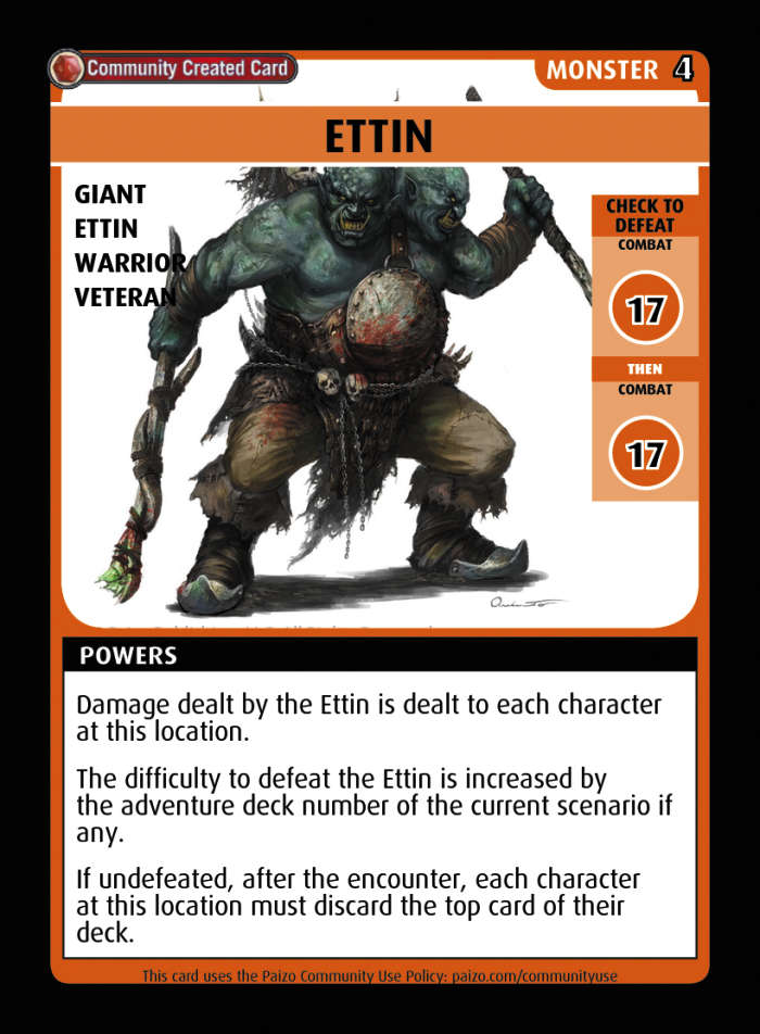 Ettin - Custom Card - Paizo | Pathfinder Adventure Card Game Community ...