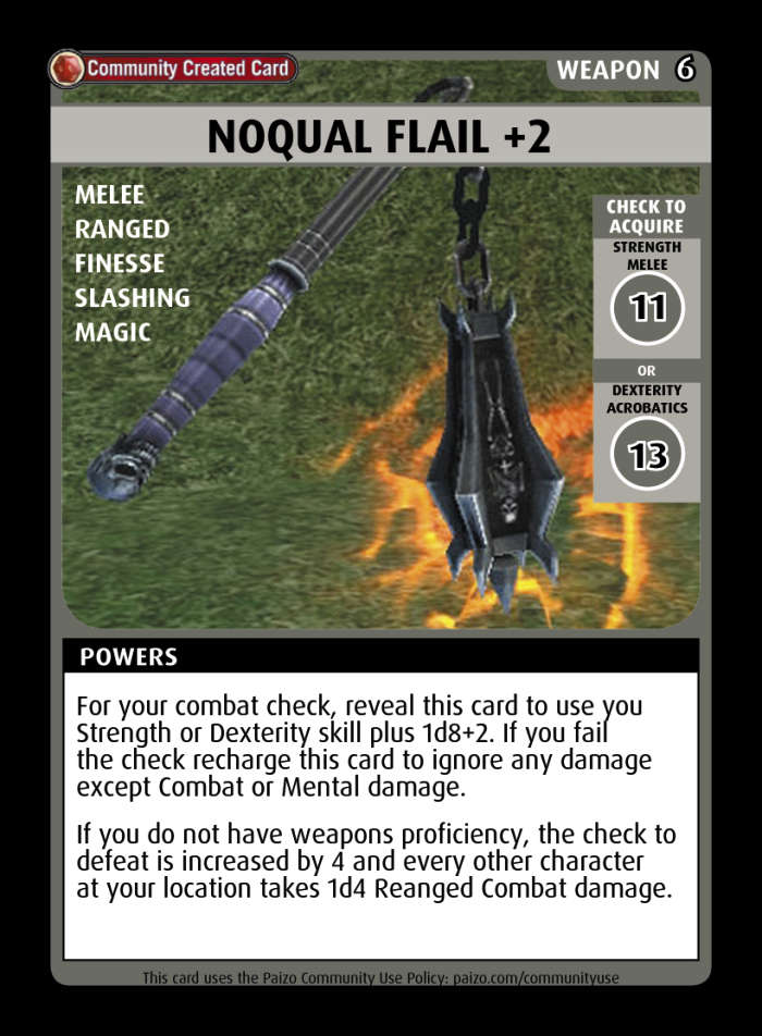 Noqual Flail +2 - Custom Card - Paizo | Pathfinder Adventure Card Game ...