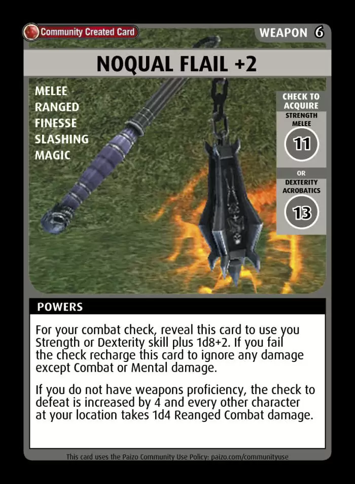 Noqual Flail +2 - Custom Card - Paizo | Pathfinder Adventure Card Game ...