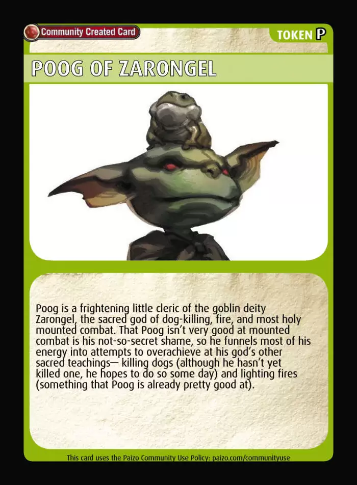 Poog Of Zarongel - Custom Card - Paizo | Pathfinder Adventure Card Game ...