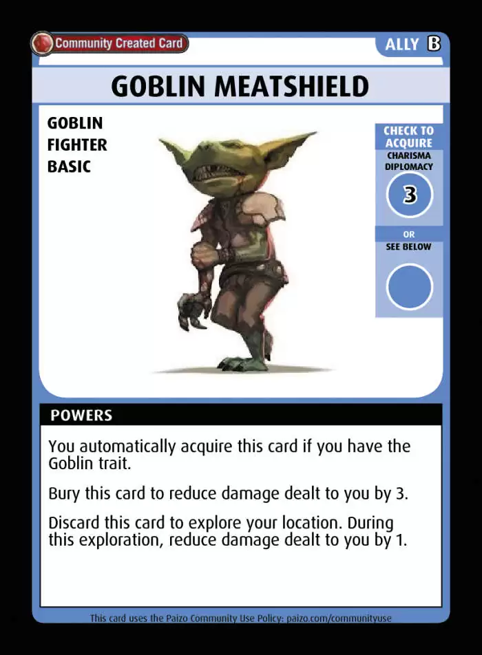 Goblin Meatshield - Custom Card - Paizo | Pathfinder Adventure Card ...