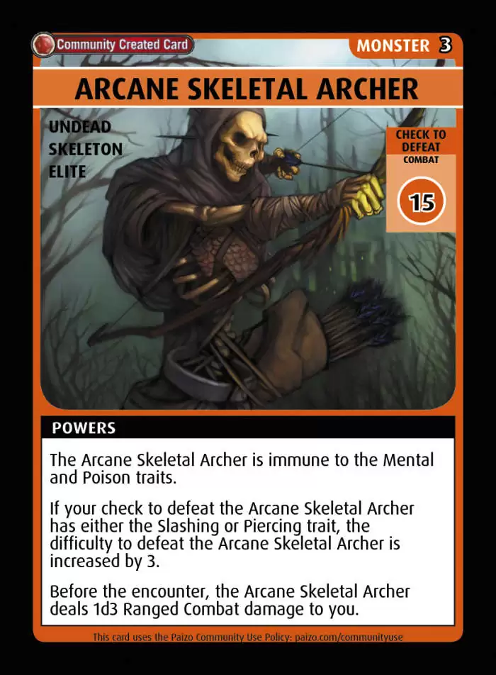 Arcane Skeletal Archer - Custom Card - Paizo | Pathfinder Adventure ...