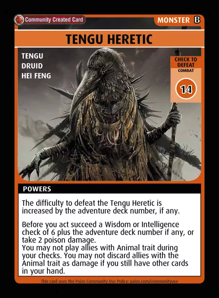 Tengu Heretic - Custom Card - Paizo | Pathfinder Adventure Card Game ...