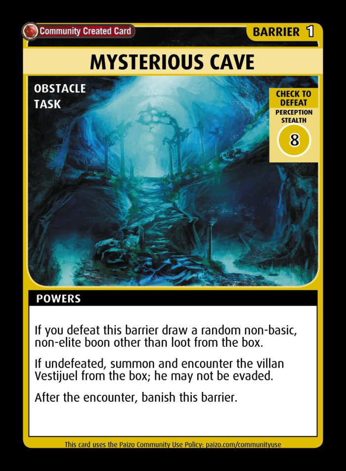 Mysterious Cave - Custom Card - Paizo | Pathfinder Adventure Card Game ...