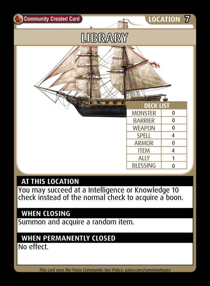 Library - Custom Card - Paizo | Pathfinder Adventure Card Game ...