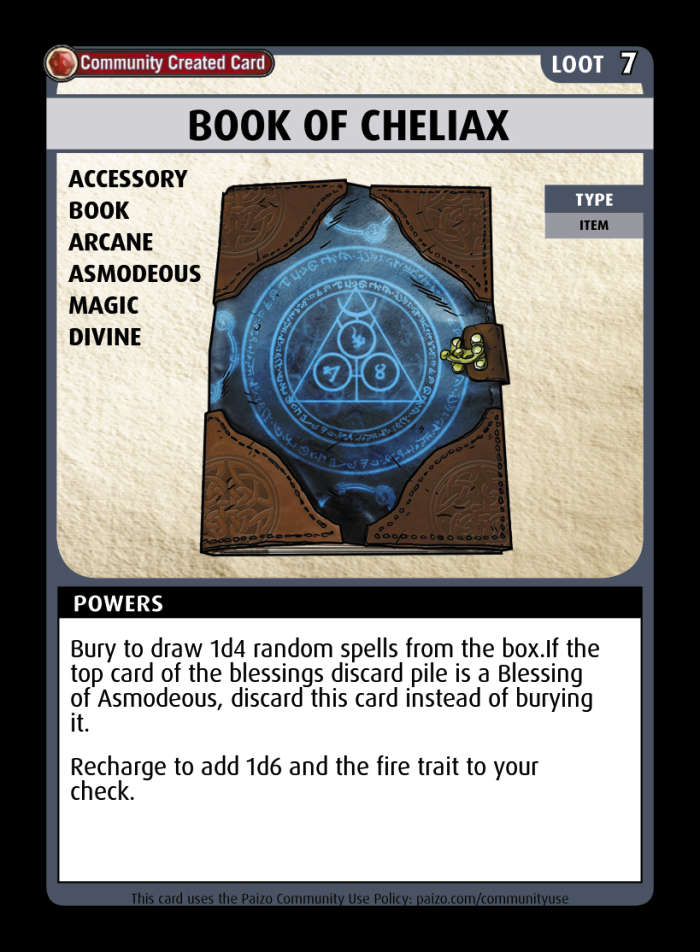Book Of Cheliax - Custom Card - Paizo | Pathfinder Adventure Card Game ...