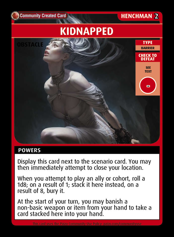 Kidnapped - Custom Card - Paizo | Pathfinder Adventure Card Game ...
