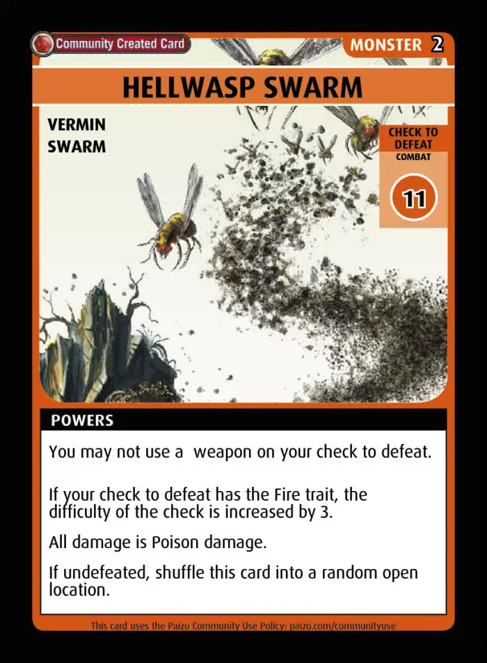 Hellwasp Swarm - Custom Card - Paizo | Pathfinder Adventure Card Game ...