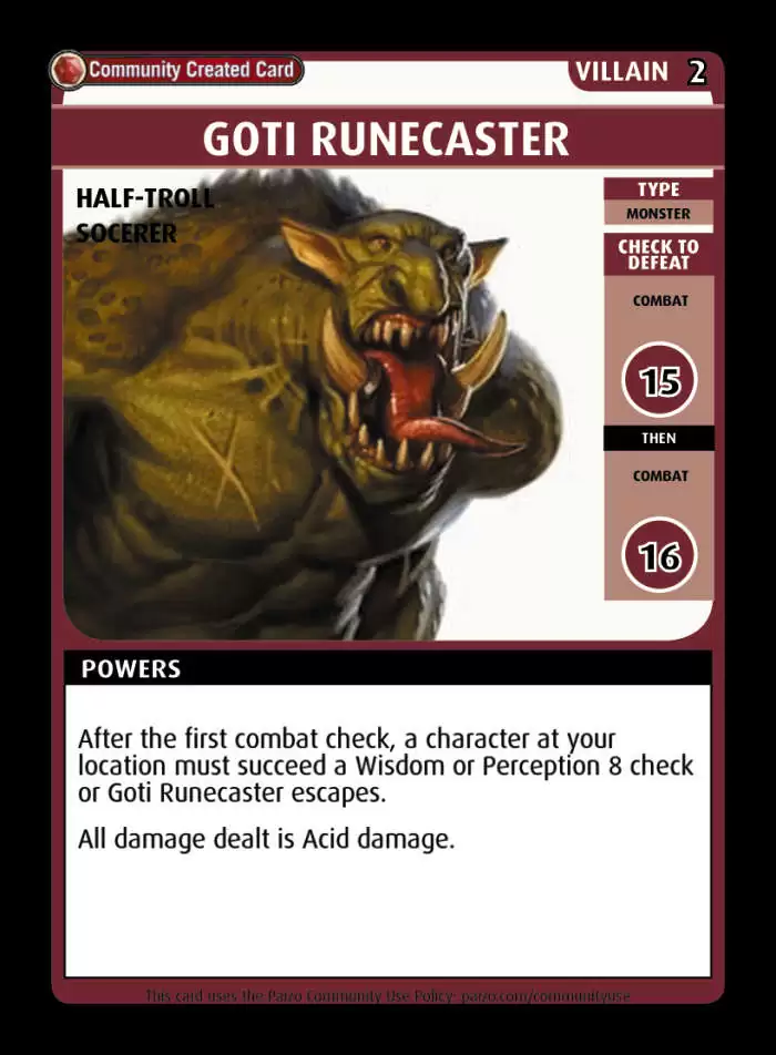 Goti Runecaster - Custom Card - Paizo | Pathfinder Adventure Card Game ...