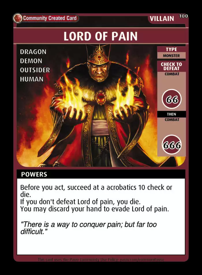 Lord Of Pain - Custom Card - Paizo | Pathfinder Adventure Card Game ...
