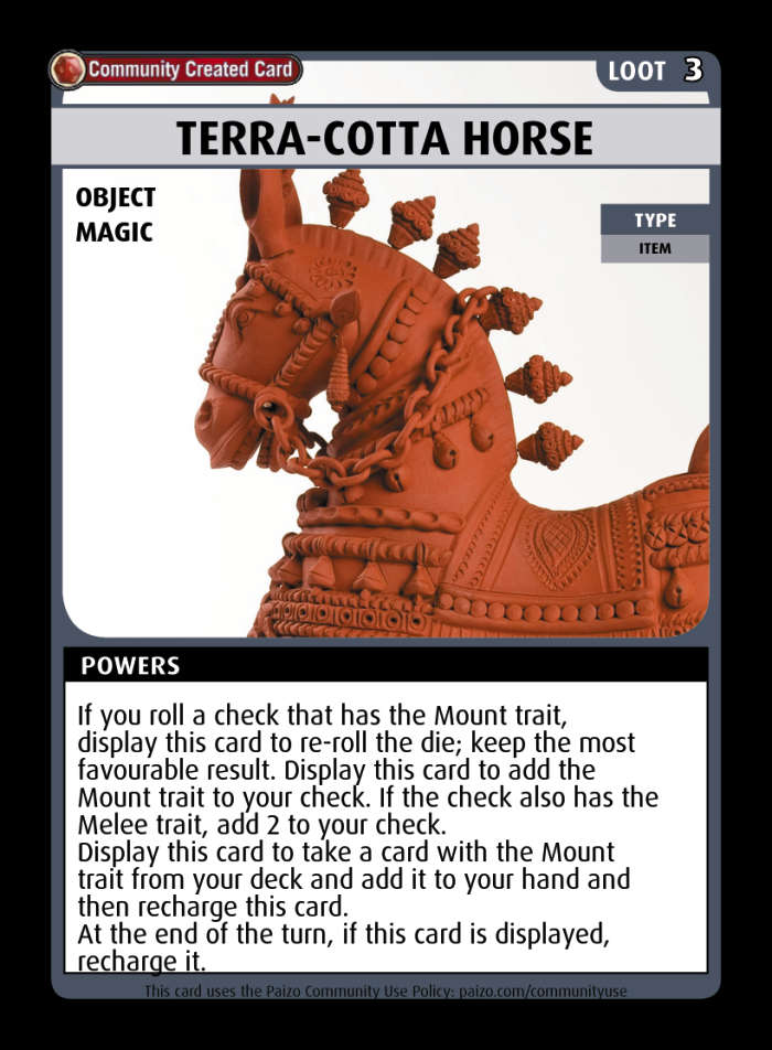 Terra-cotta Horse - Custom Card - Paizo | Pathfinder Adventure Card ...