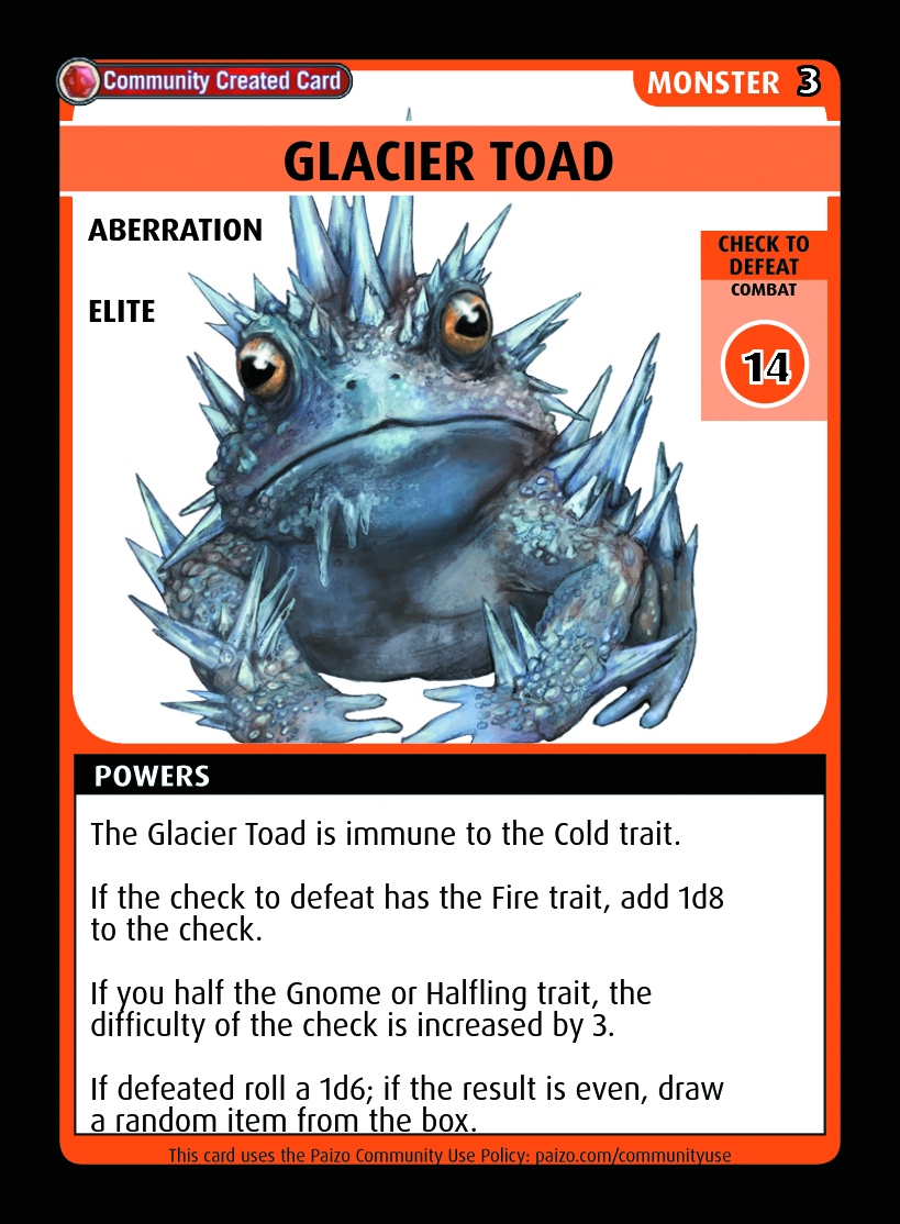 Glacier Toad - Custom Card - Paizo | Pathfinder Adventure Card Game ...