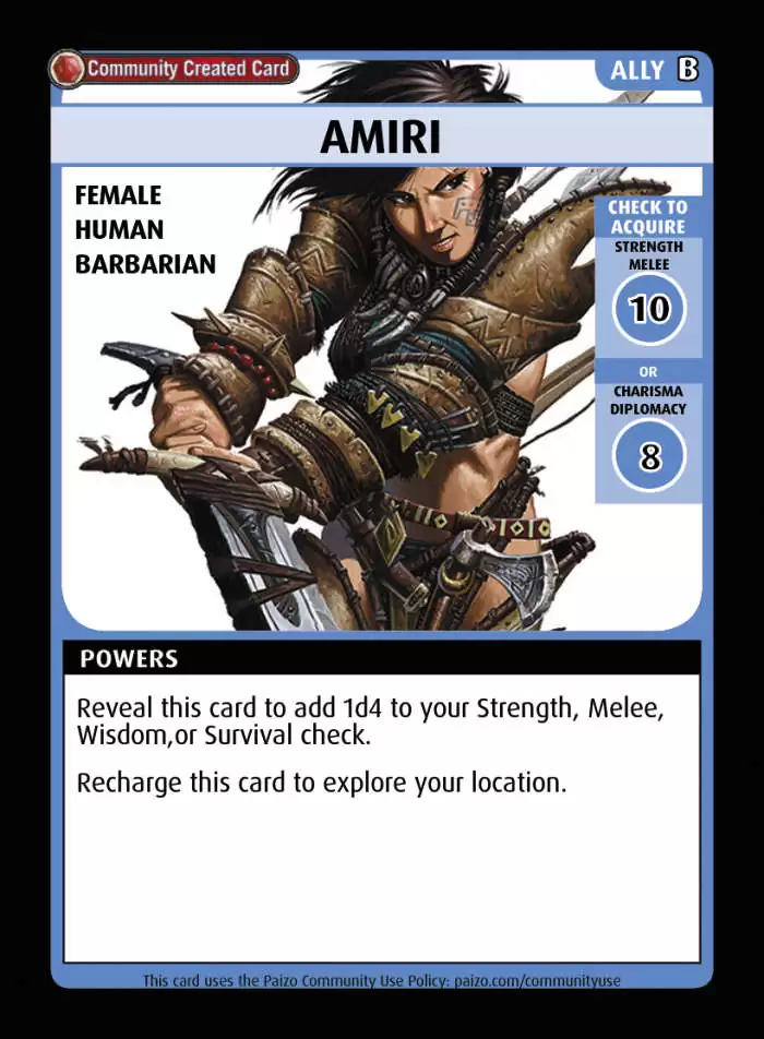 Amiri - Custom Card - Paizo | Pathfinder Adventure Card Game Community ...
