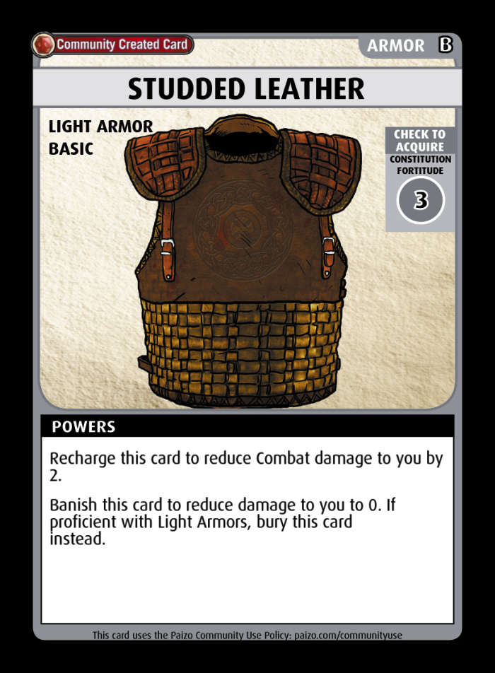 Studded Leather - Custom Card - Paizo | Pathfinder Adventure Card Game ...