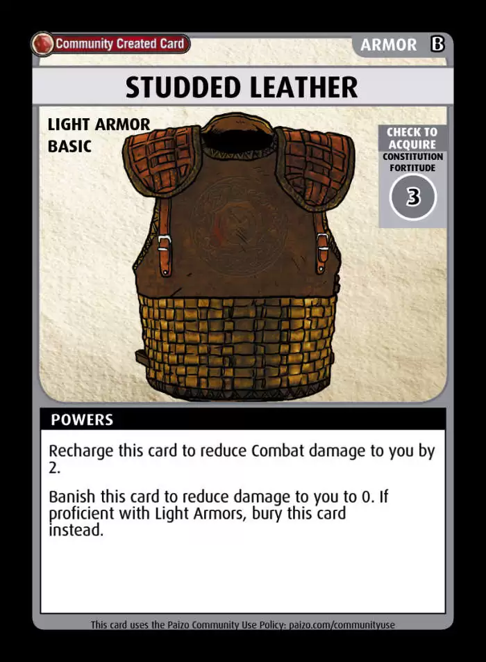 Studded Leather - Custom Card - Paizo | Pathfinder Adventure Card Game ...