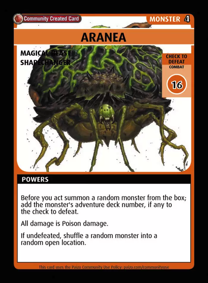 Aranea - Custom Card - Paizo | Pathfinder Adventure Card Game Community Cards | DriveThruRPG