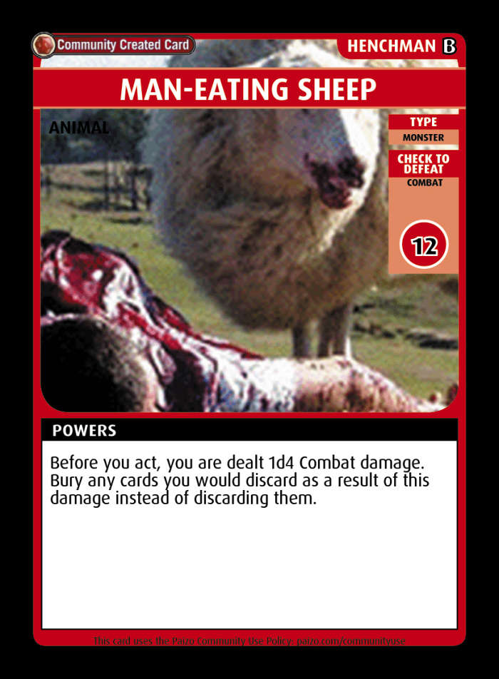 Man-eating Sheep - Custom Card - Paizo | Pathfinder Adventure Card Game ...
