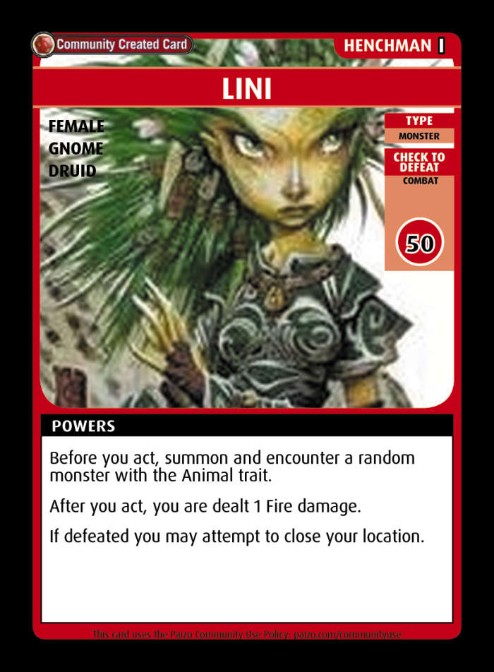 Lini - Custom Card - Paizo | Pathfinder Adventure Card Game Community ...