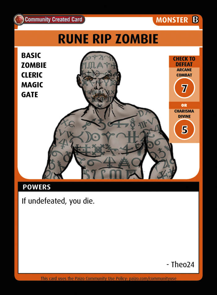 Rune Rip Zombie - Custom Card - Paizo | Pathfinder Adventure Card Game ...