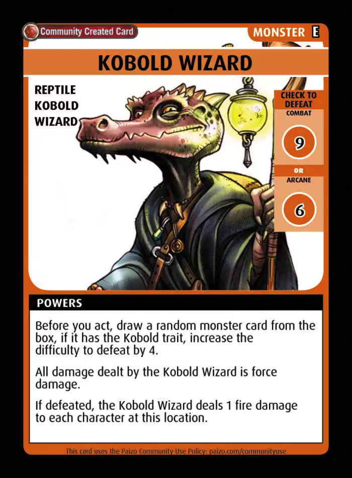 Kobold Wizard - Custom Card - Paizo | Pathfinder Adventure Card Game Community Cards | DriveThruRPG