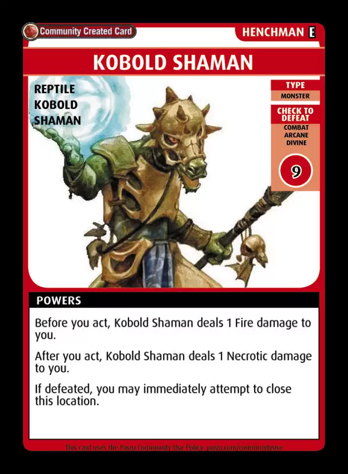 Kobold Shaman - Custom Card - Paizo | Pathfinder Adventure Card Game ...