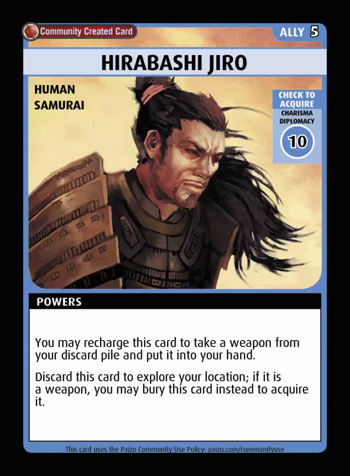 Hirabashi Jiro - Custom Card - Paizo | Pathfinder Adventure Card Game ...