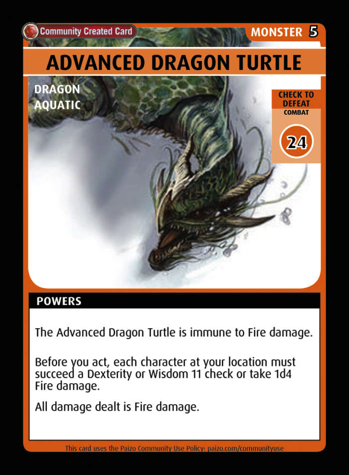 Advanced Dragon Turtle - Custom Card - Paizo | Pathfinder Adventure ...