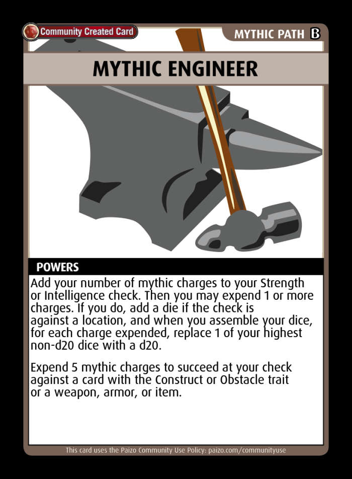 Mythic Engineer - Custom Card - Paizo | Pathfinder Adventure Card Game ...