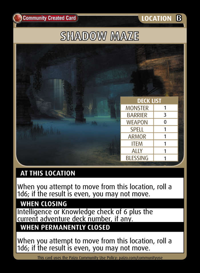 Shadow Maze - Custom Card - Paizo | Pathfinder Adventure Card Game ...