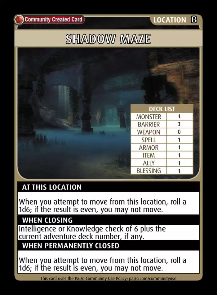 Shadow Maze - Custom Card - Paizo | Pathfinder Adventure Card Game ...
