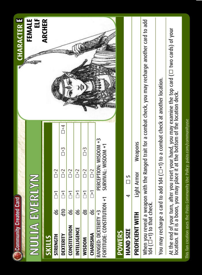 Nulia Everlyn - Custom Card - Paizo | Pathfinder Adventure Card Game ...