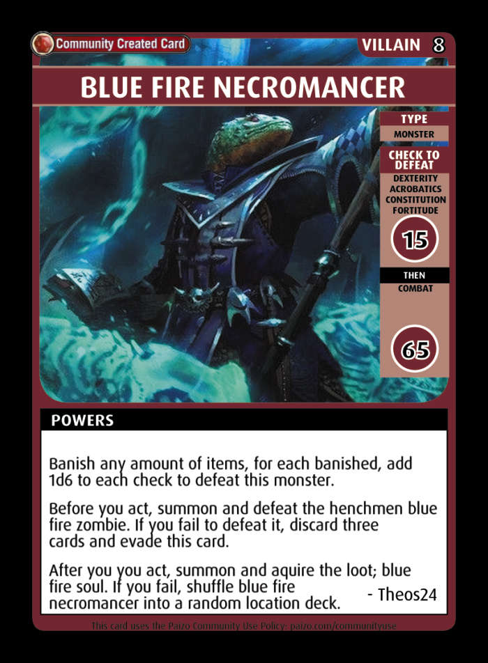 Blue Fire Necromancer - Custom Card - Paizo | Pathfinder Adventure Card ...