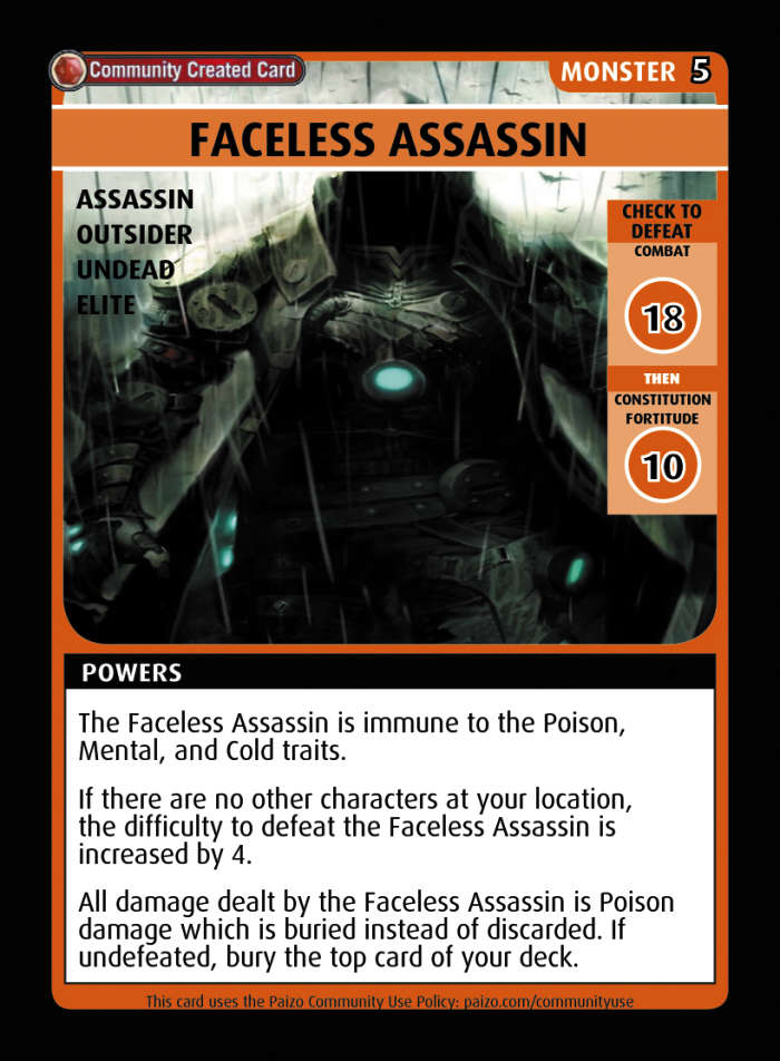 Faceless Assassin - Custom Card - Paizo | Pathfinder Adventure Card ...
