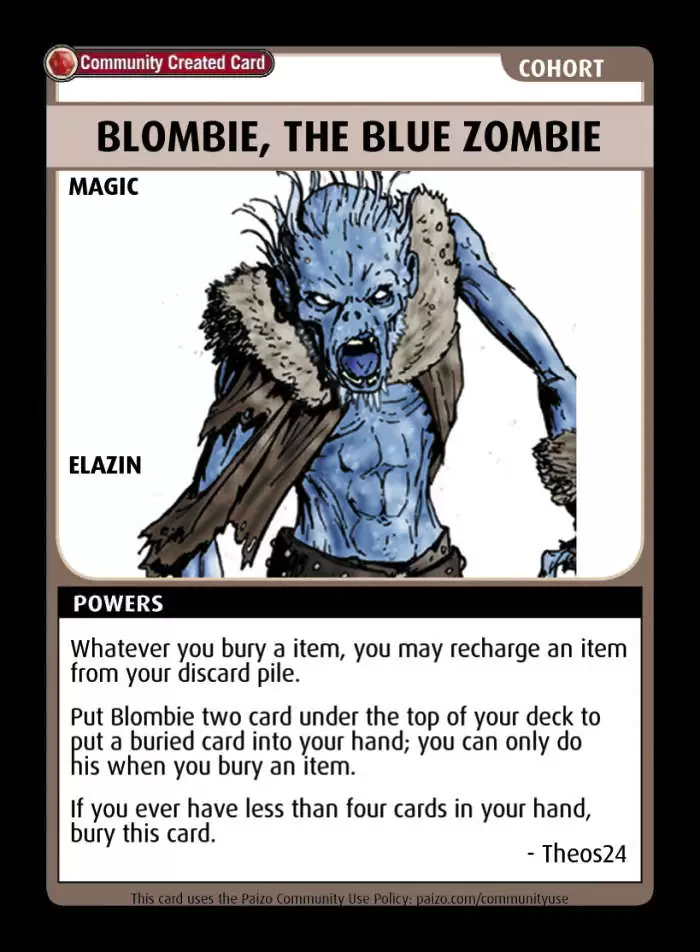 Blombie, The Blue Zombie - Custom Card - Paizo | Pathfinder Adventure ...
