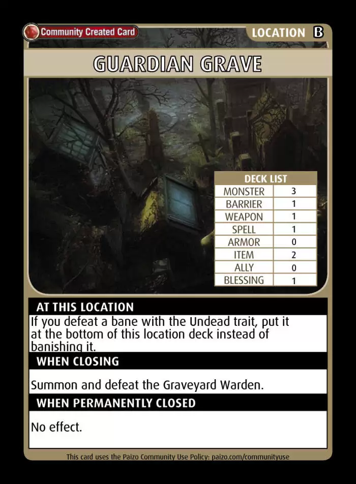 Guardian Grave - Custom Card - Paizo | Pathfinder Adventure Card Game ...