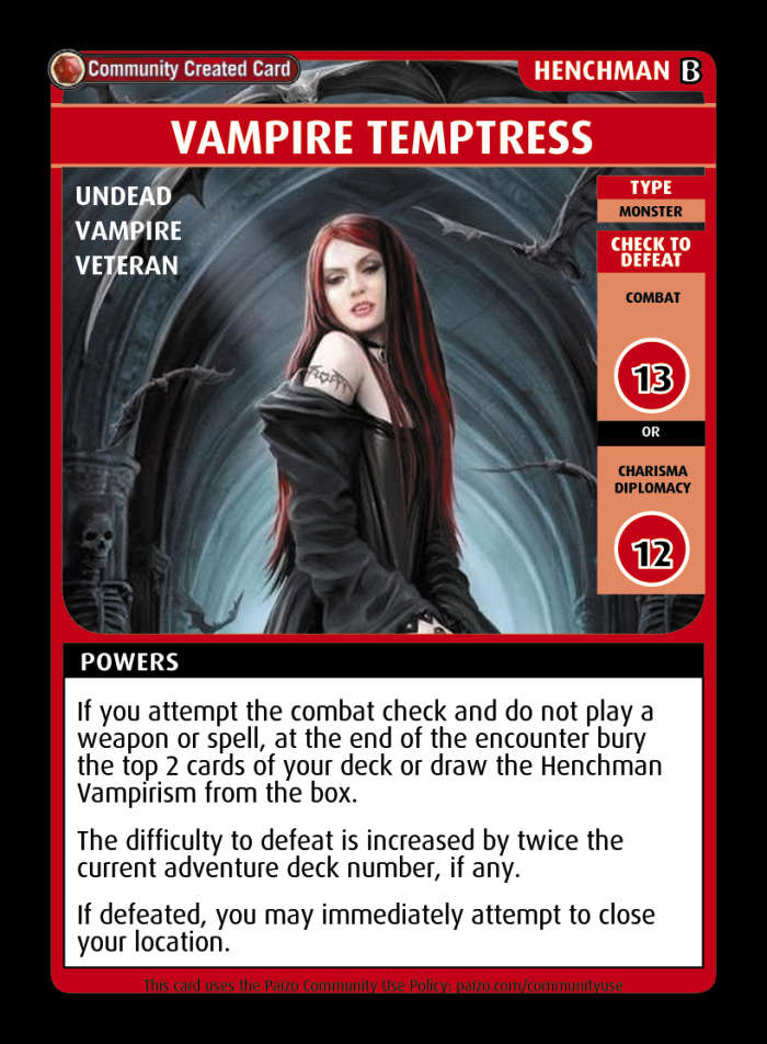 Vampire Temptress - Custom Card - Paizo | Pathfinder Adventure Card ...