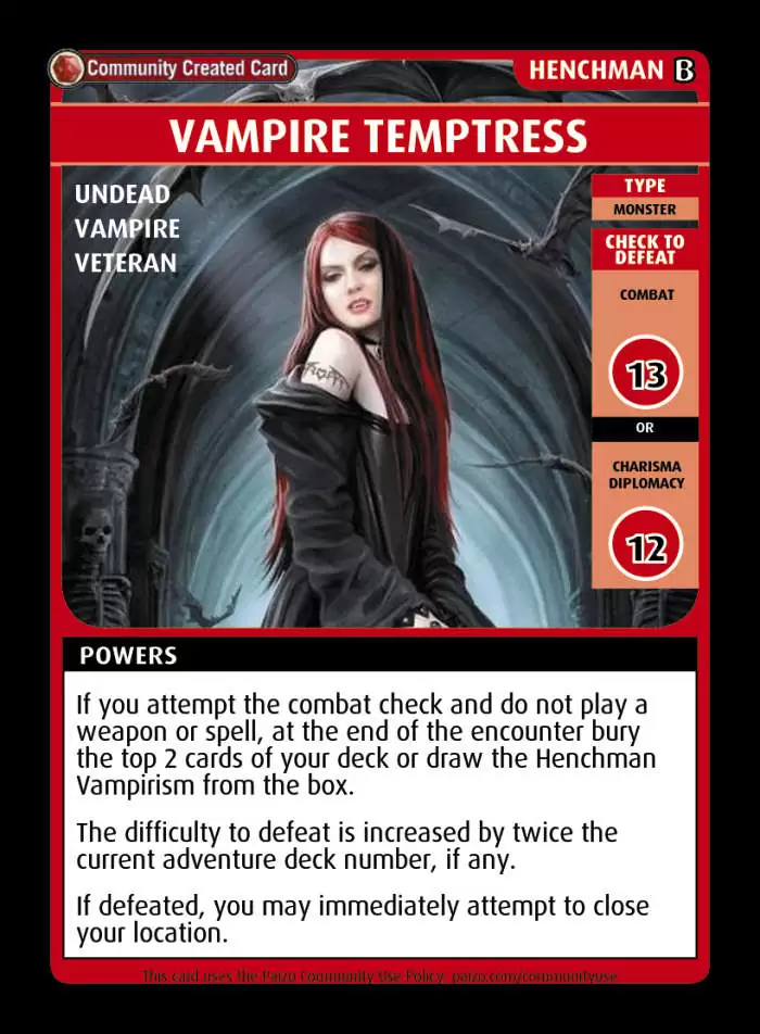 Vampire Temptress - Custom Card - Paizo | Pathfinder Adventure Card Game Community Cards ...
