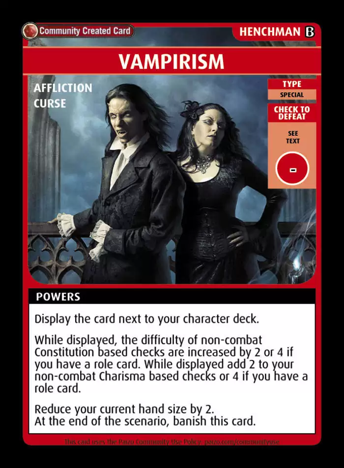 Vampirism - Custom Card - Paizo | Pathfinder Adventure Card Game Community Cards | DriveThruRPG