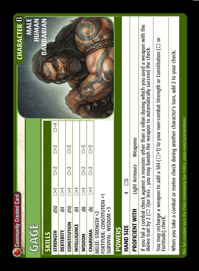 Gage - Custom Card - Paizo | Pathfinder Adventure Card Game Community ...